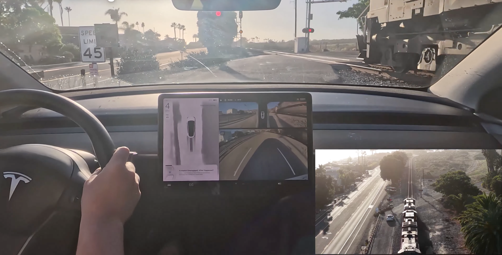 Tesla on FSD Accelerates Toward Train Crossing—Driver Floors It to ...