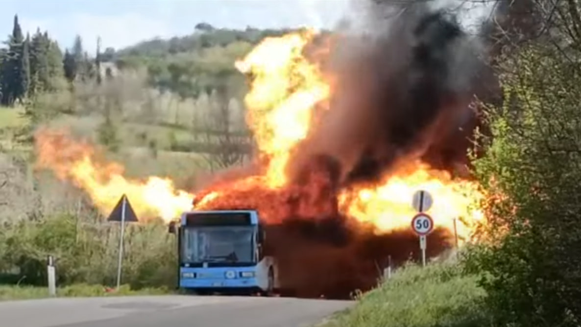 CNG fuels spectacular bus fire in Italy