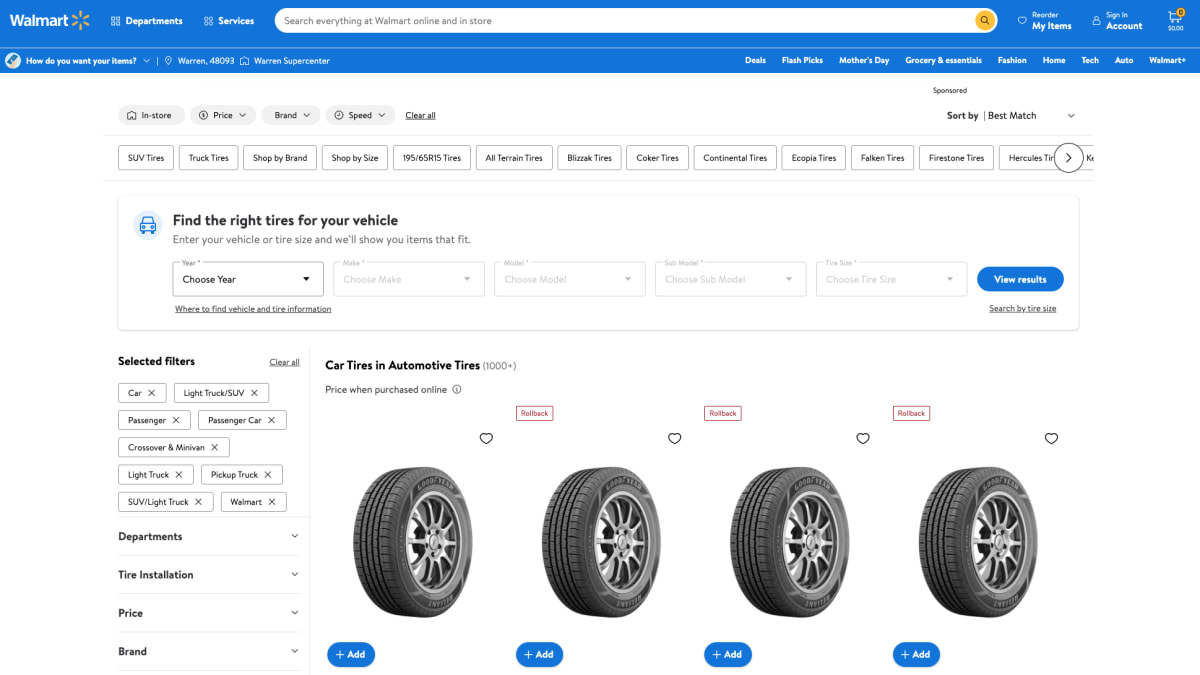 How to buy tires online and have them installed at a local Walmart Auto ...