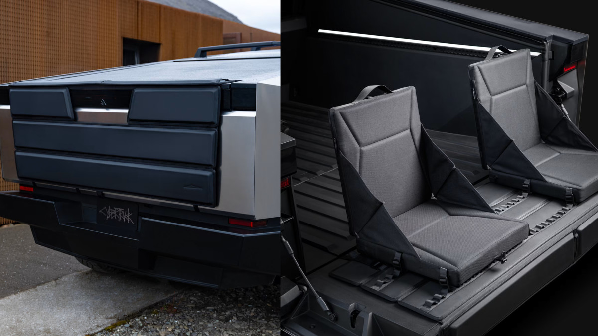 Tesla Cybertruck owners can now get jumpseats and a tailgate protector ...