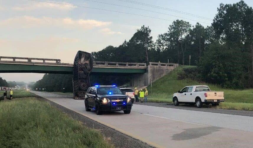 Truck crash on Georgia interstate shoves bridge 6 feet out of place ...