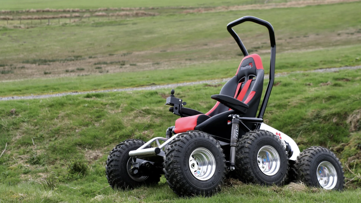 The Hexhog is a wheelchair with 6 wheels that can travel off-road ...