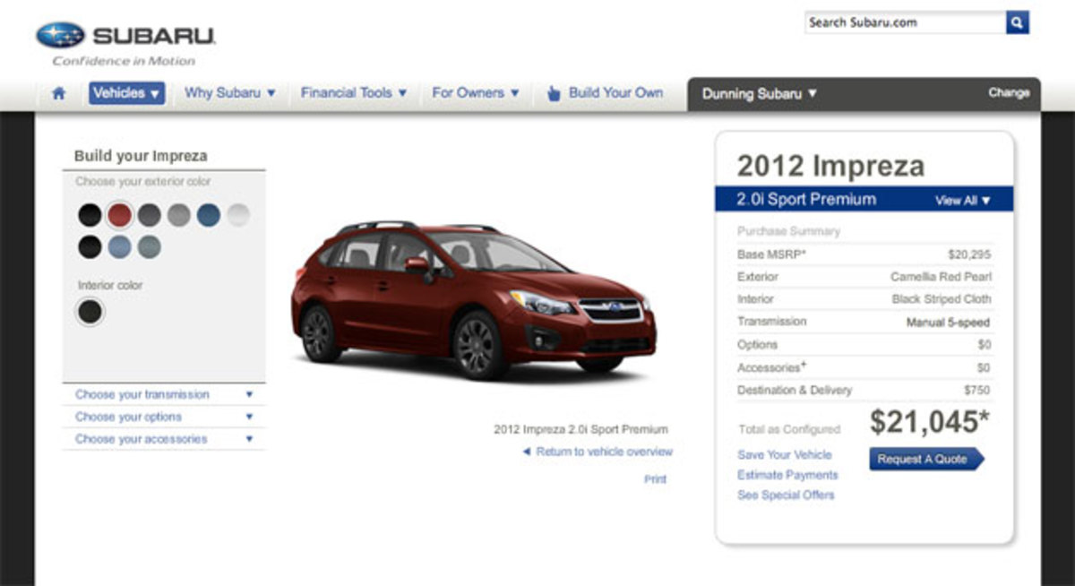 2012 Subaru Impreza configurator comes alive - Autoblog: Car News, Reviews and Buying Guides