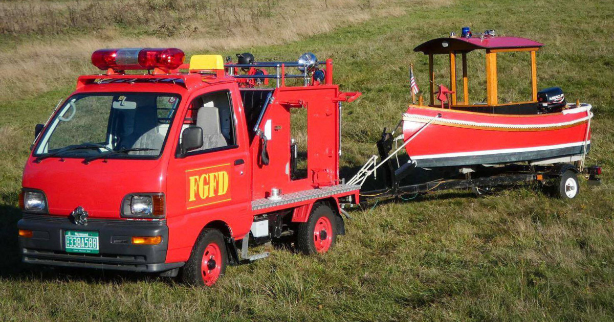 This tiny fire truck for sale comes with a cute little boat - Autoblog