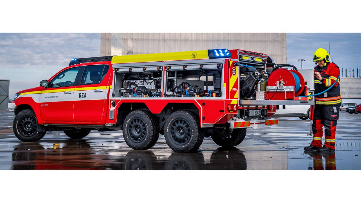 Toyota Hilux 6x6 fire truck was built to fight EV fires - Autoblog