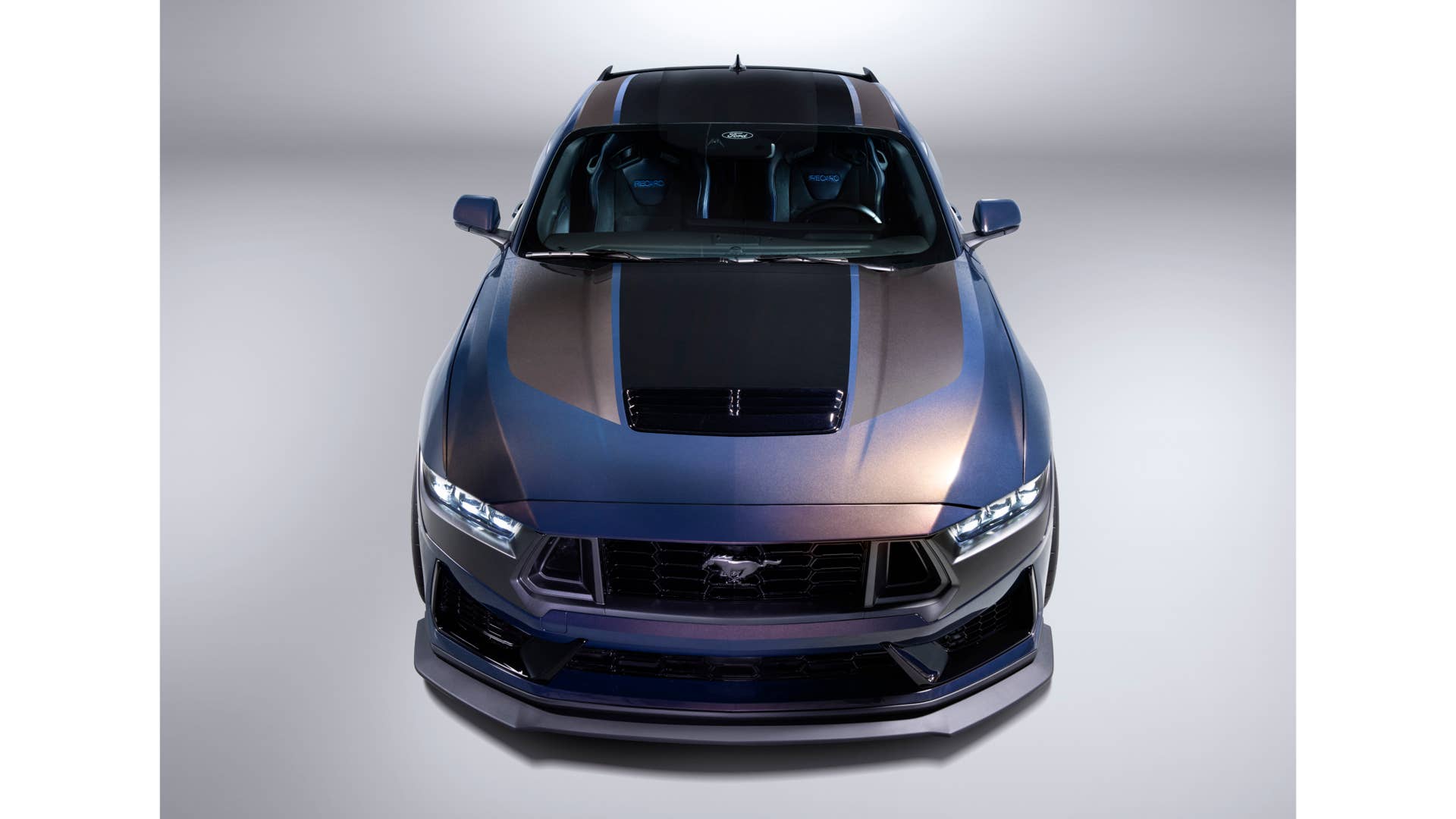 2024 Ford Mustang Dark Horse interior revealed with a blue and black ...
