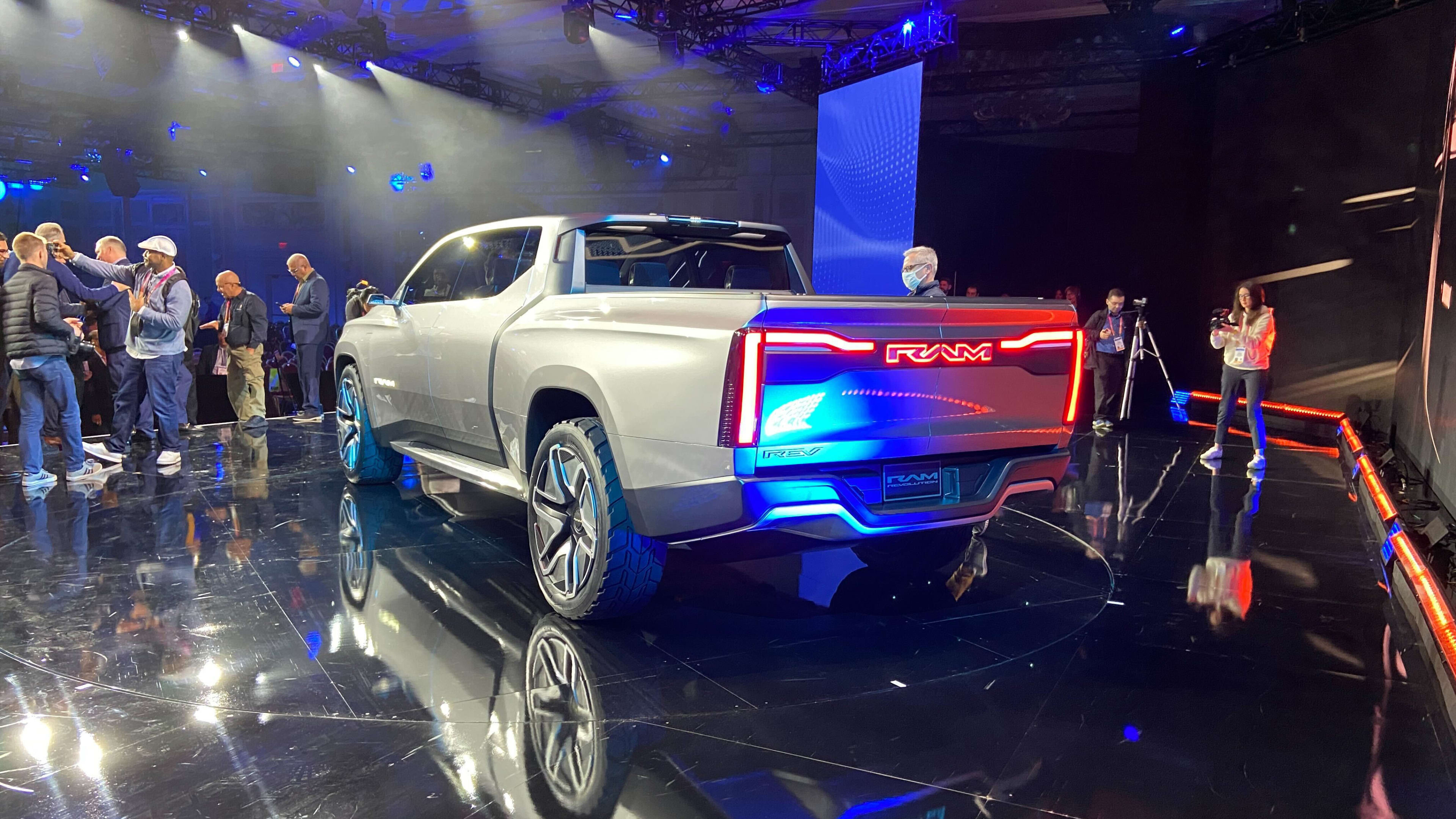 Ram 1500 Revolution electric truck has all the toys: mid-gate, even a ...