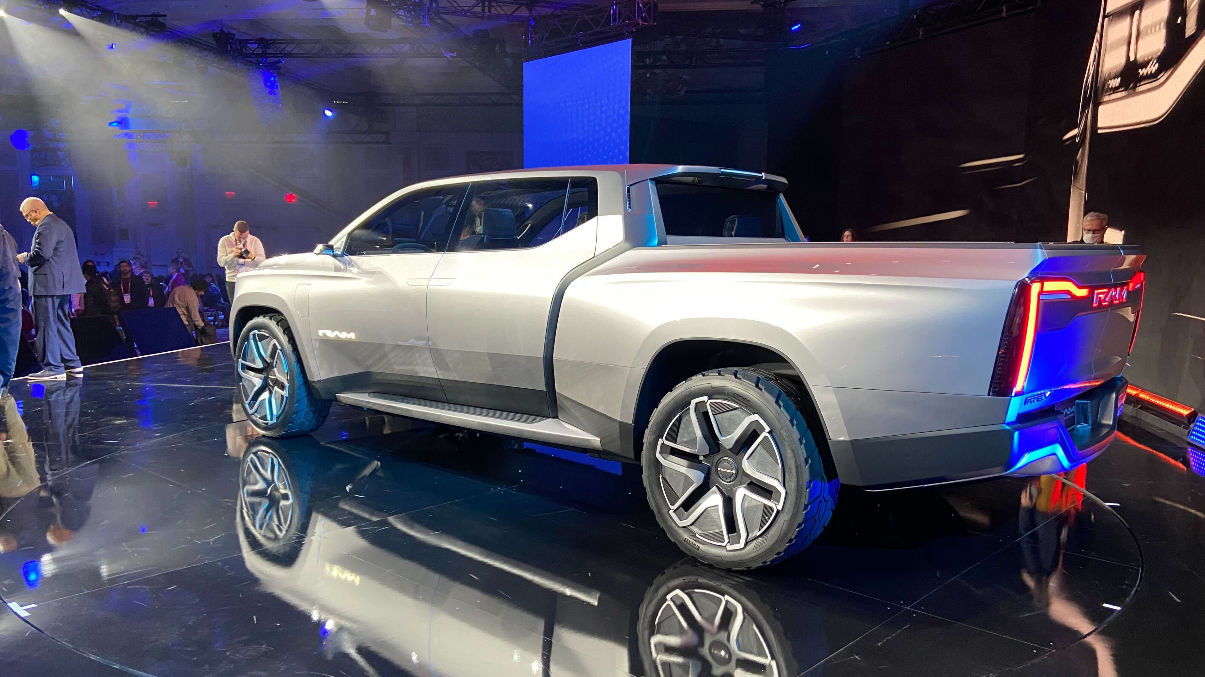 Ram 1500 Revolution electric truck has all the toys: mid-gate, even a ...