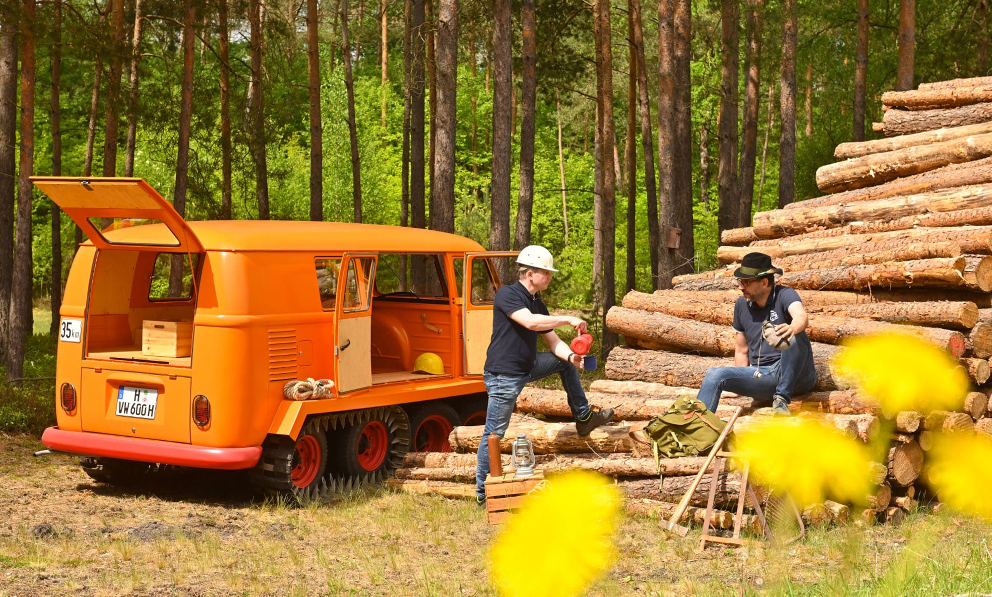 VW restores rare split-window Bus with tank-like tracks - Autoblog