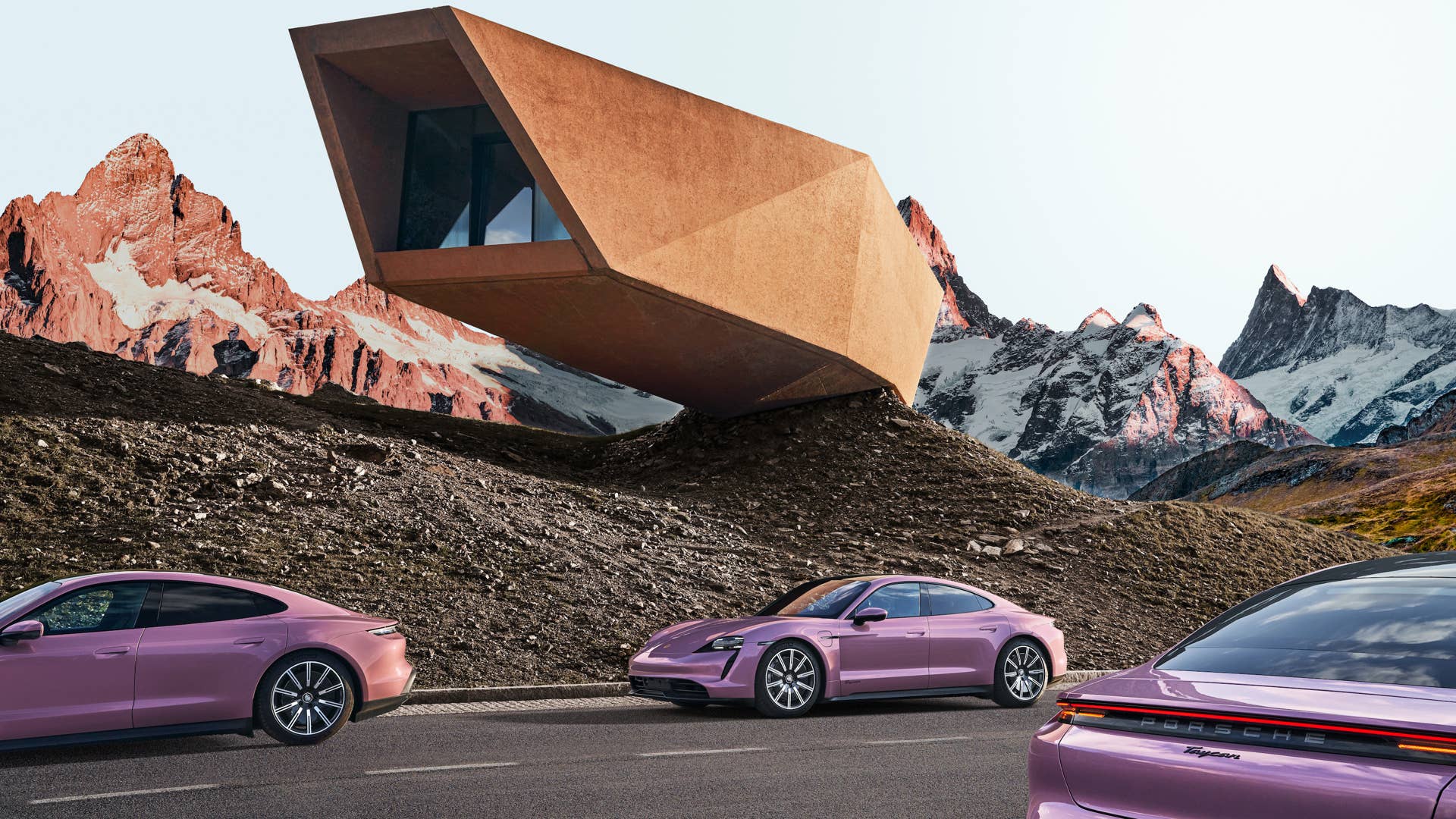 Ease into the weekend with a world of only pink Porsche Taycans - Autoblog