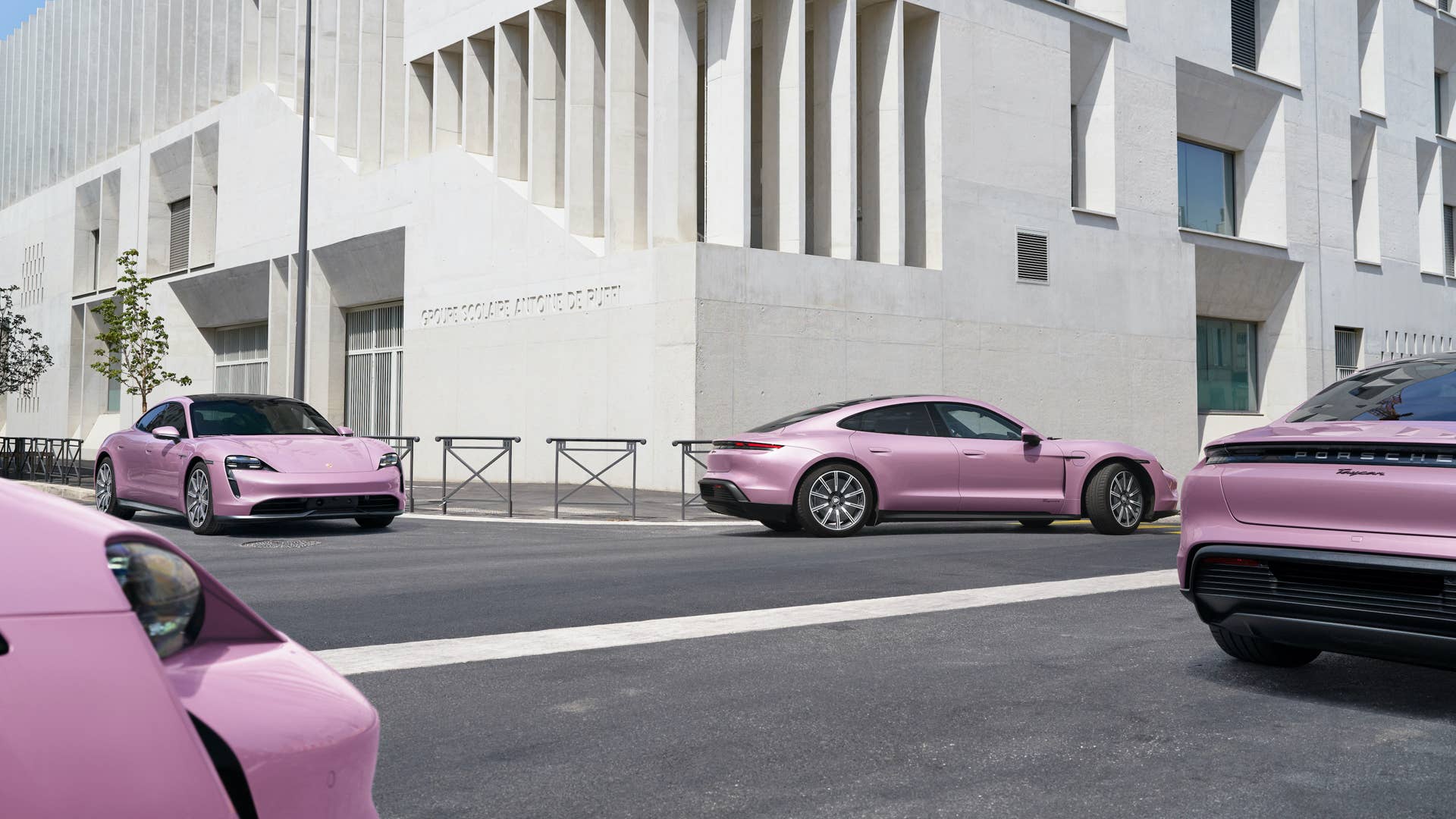 Ease into the weekend with a world of only pink Porsche Taycans - Autoblog