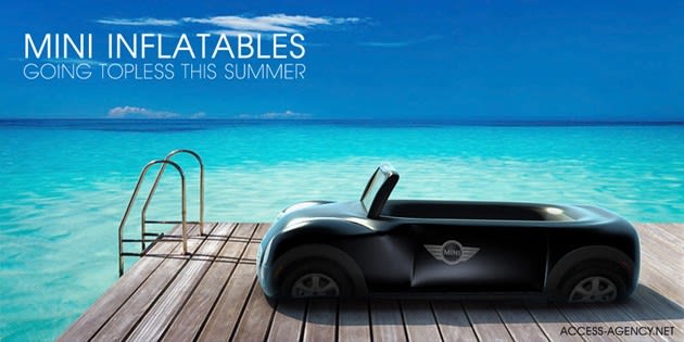 Mini Cooper inflatables ready for car pool duty